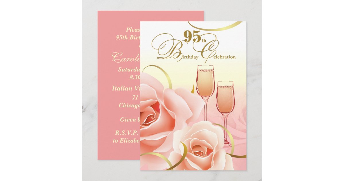95th Birthday Celebration Custom Invitations | Zazzle