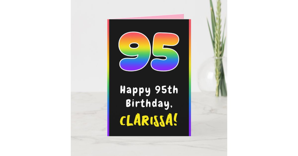 95th Birthday: Colorful Rainbow # 95, Custom Name Card | Zazzle