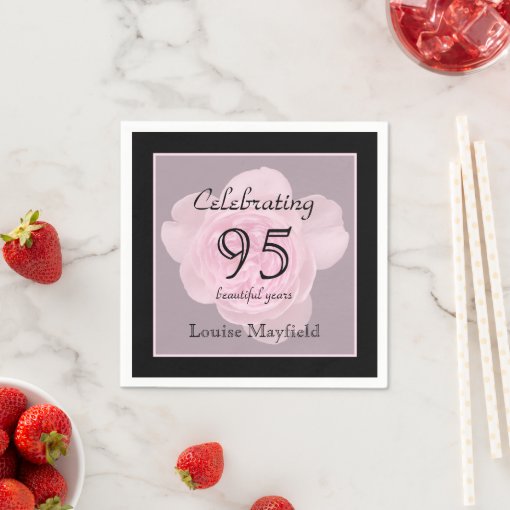 95th Birthday Party Rose Paper Napkins | Zazzle