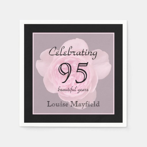 95th Birthday Party Rose Paper Napkins | Zazzle