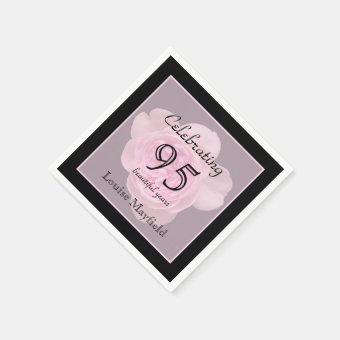 95th Birthday Party Rose Paper Napkins | Zazzle
