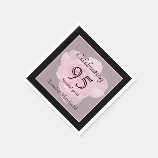 95th Birthday Party Rose Paper Napkins | Zazzle