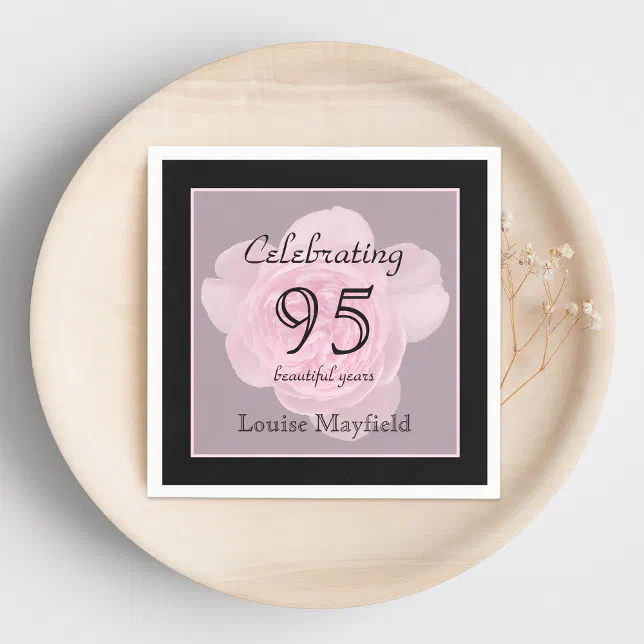95th Birthday Party Rose Paper Napkins | Zazzle