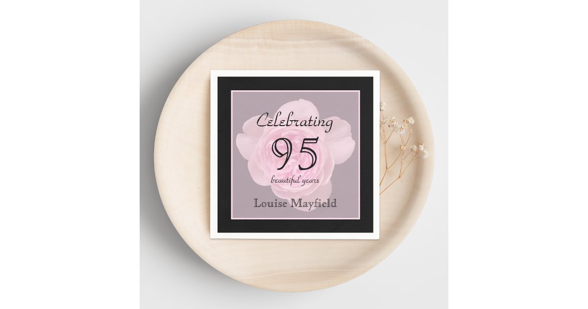 95th Birthday Party Rose Paper Napkins | Zazzle