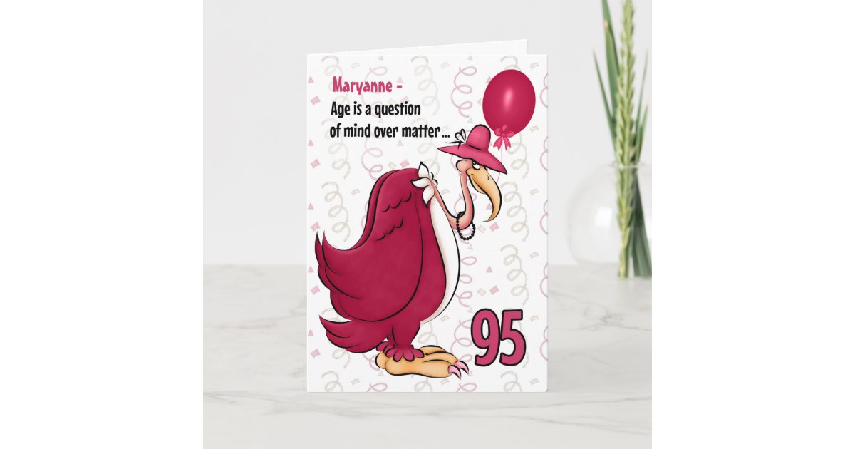 95th Funny Birthday Pink Buzzard with Name Card | Zazzle