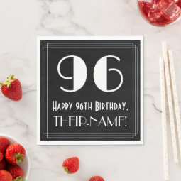 96th Birthday ~ Art Deco Inspired Look "96", Name Napkins | Zazzle