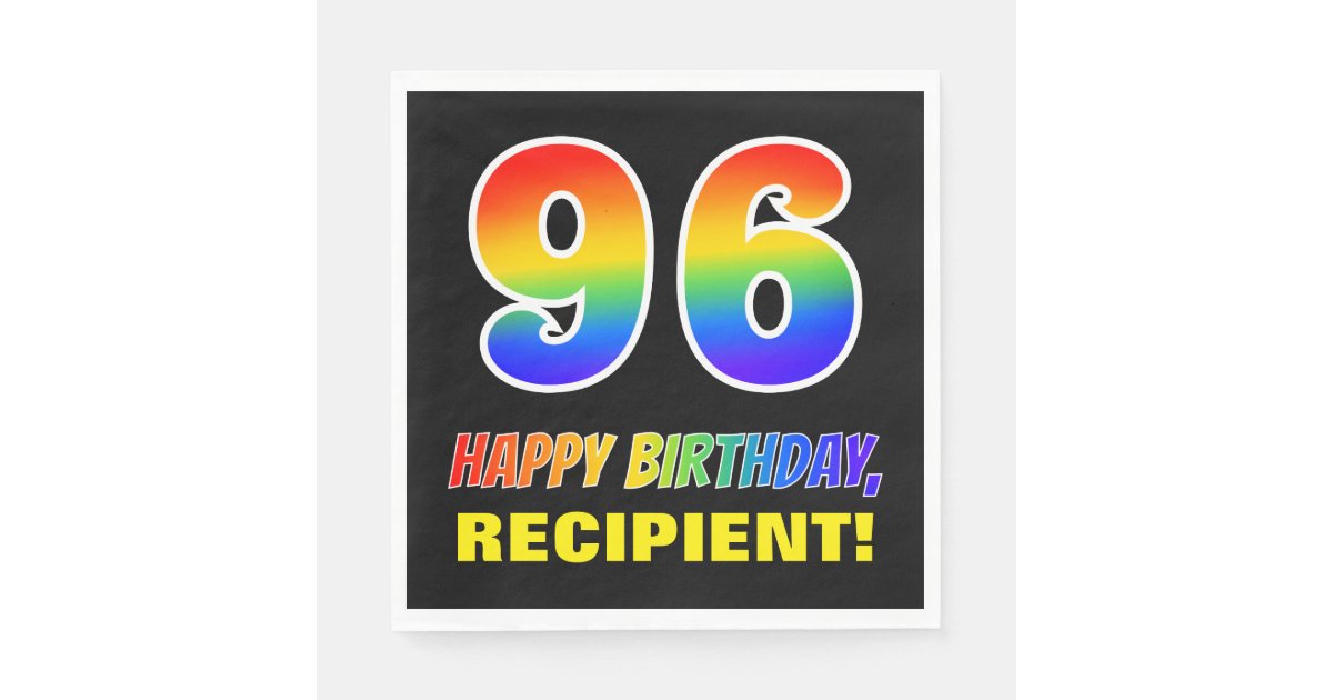 96th Birthday: Bold, Fun, Simple, Rainbow 96 Napkins | Zazzle