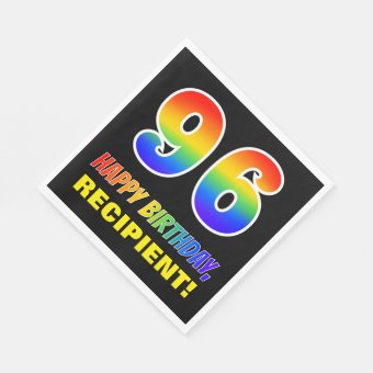 96th Birthday: Bold, Fun, Simple, Rainbow 96 Napkins | Zazzle