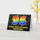 96th Birthday: Colorful Music Symbols & Rainbow 96 Card | Zazzle