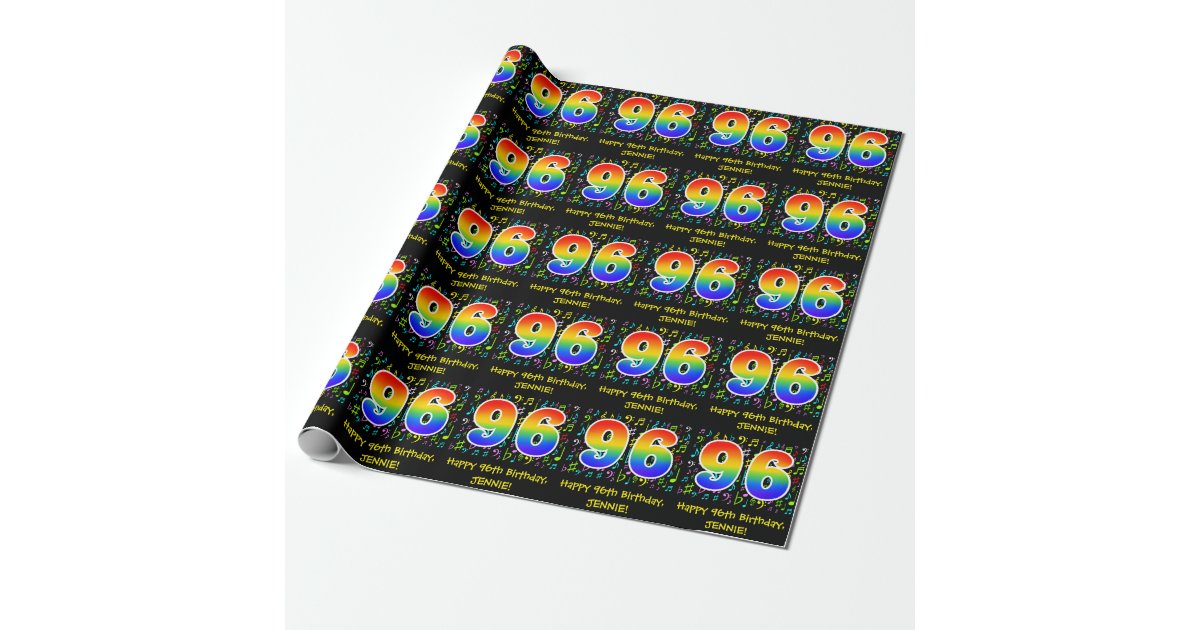 96th Birthday: Colorful Music Symbols, Rainbow 96 Wrapping Paper | Zazzle