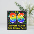 96th Birthday Party: Fun Music Symbols, Rainbow 96 Invitation | Zazzle