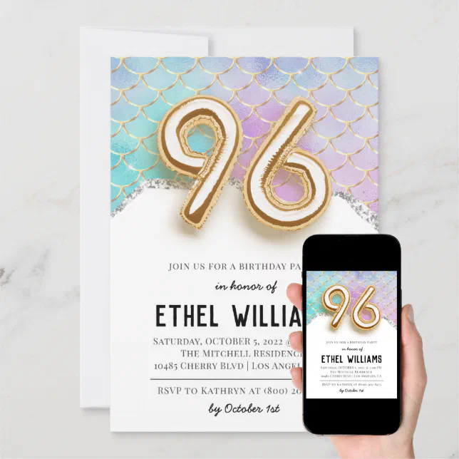 96th Birthday Party Invitation | Zazzle