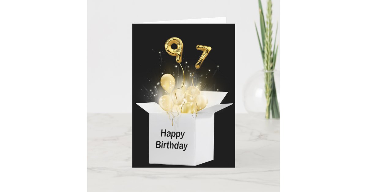 97th Birthday Balloons In White Box Card | Zazzle
