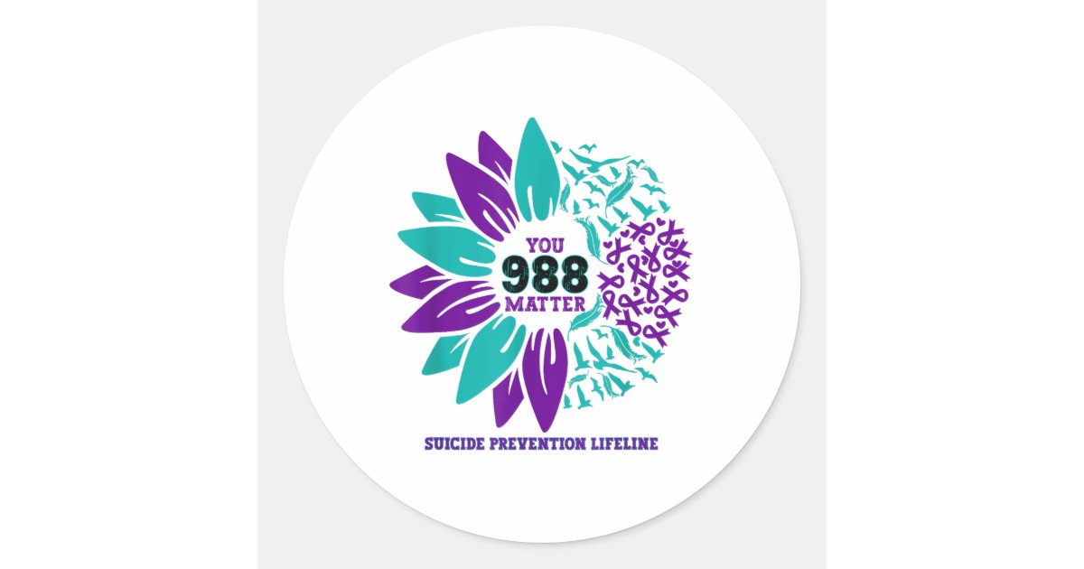 988 Suicide Prevention Awareness Semi-colon You Classic Round Sticker ...