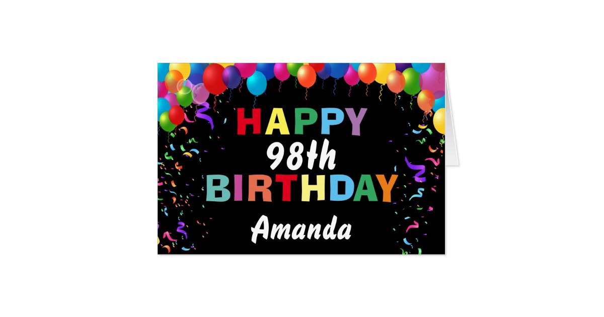 98th Birthday Balloons Black Extra Large Jumbo Card | Zazzle
