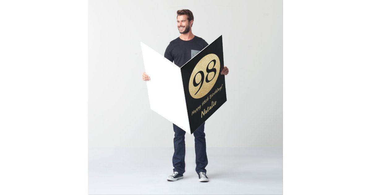 98th Birthday Black Gold Glitter Extra Large Jumbo Card | Zazzle 98th Birthday Black Gold Glitter Extra Large Jumbo Card | Zazzle