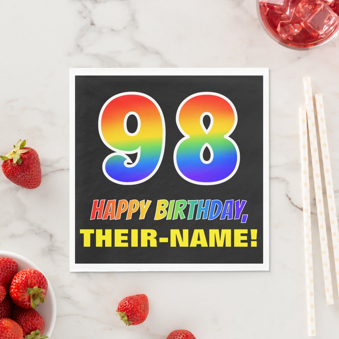 98th Birthday: Bold, Fun, Simple, Rainbow 98 Napkins | Zazzle