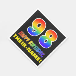 98th Birthday: Bold, Fun, Simple, Rainbow 98 Napkins | Zazzle