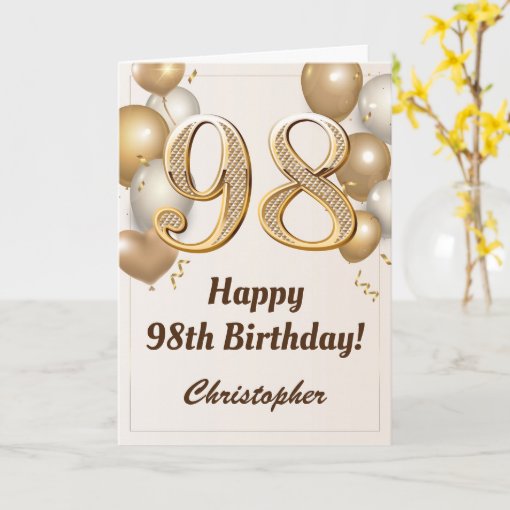 98th Birthday Gold Balloons and Confetti Birthday Card | Zazzle 98th Birthday Gold Balloons and Confetti Birthday Card | Zazzle
