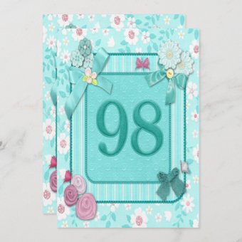 98th birthday party invitation | Zazzle