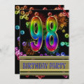 98th Birthday party Invitation with bubbles | Zazzle
