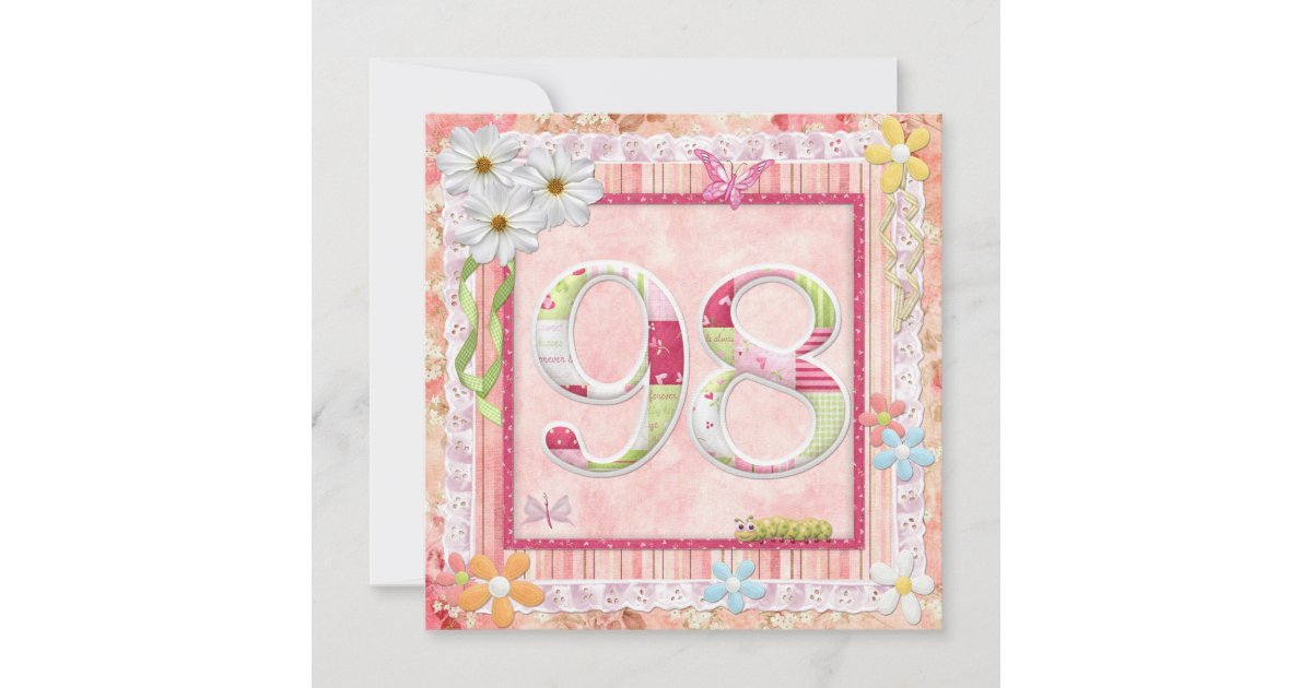 98th birthday party scrapbooking style invitation | Zazzle