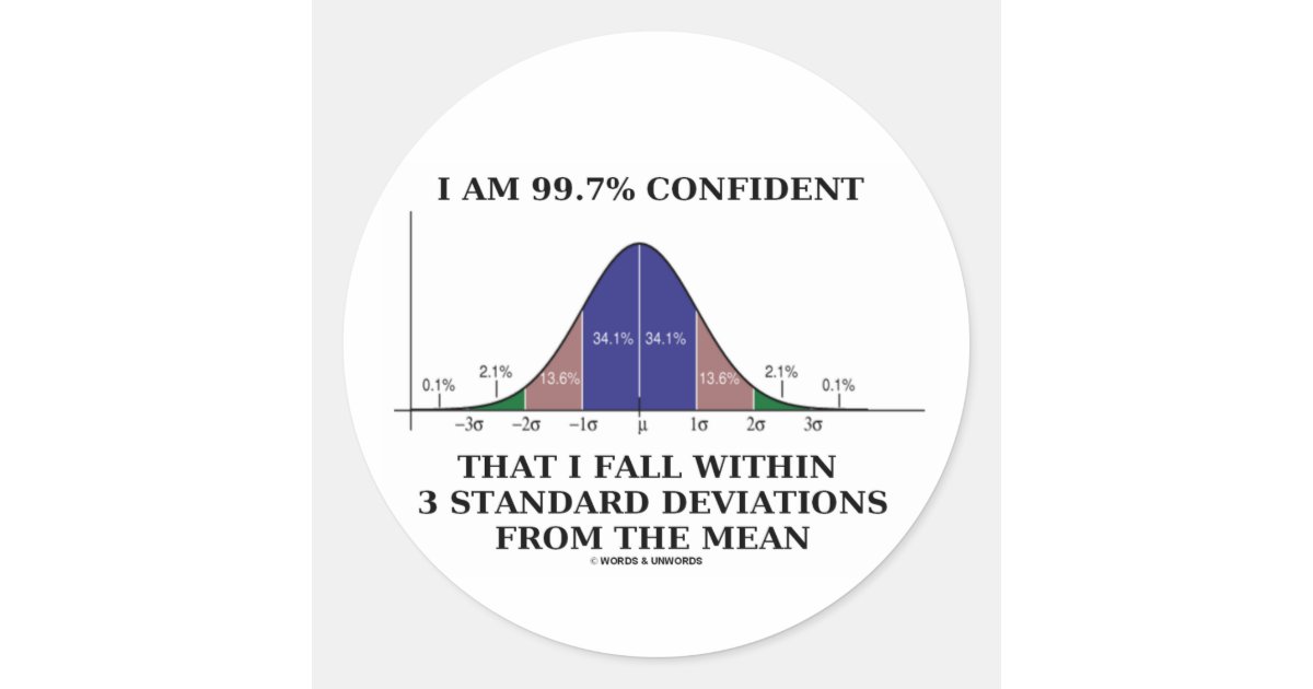 99.7% Confident Within 3 Standard Deviations Mean Classic Round Sticker ...