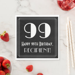 99th Birthday ~ Art Deco Inspired Look "99", Name Napkins | Zazzle