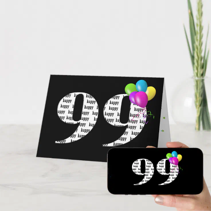 99th birthday balloon bouquet card | Zazzle