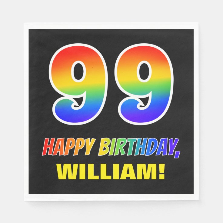 99th Birthday: Bold, Fun, Simple, Rainbow 99 Napkins | Zazzle