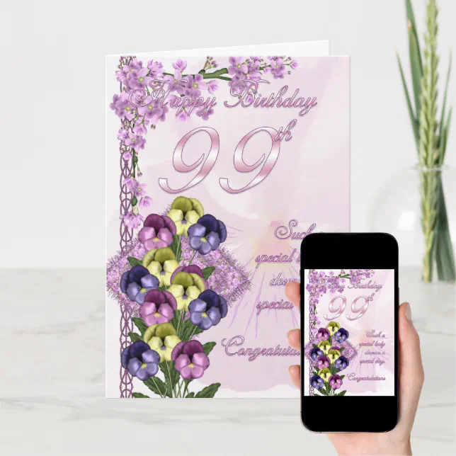 99th Birthday Card For A Special Lady | Zazzle