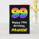 99th Birthday: Colorful Rainbow # 99, Custom Name Card | Zazzle