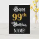 99th Birthday — Fancy Script; Faux Gold Look; Name Card | Zazzle