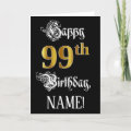 99th Birthday — Fancy Script; Faux Gold Look; Name Card | Zazzle