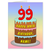 99th Birthday: Fun Cake & Candles, w/ Custom Name Card | Zazzle