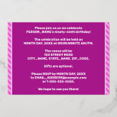 99th Birthday Party — Bold, Fun, Pink Stripes # 99 Foil Invitation | Zazzle