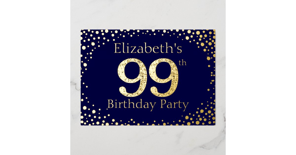 99th Birthday Party Foil Invitation | Zazzle