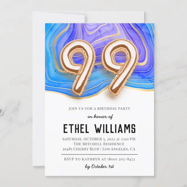 99th Birthday Party Invitation | Zazzle