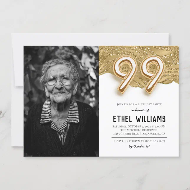 99th Birthday Party Invitation | Zazzle