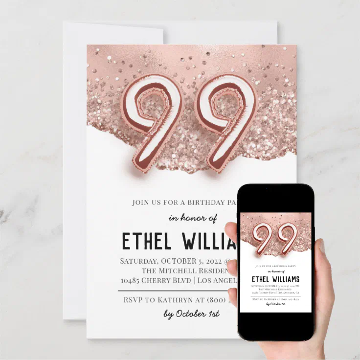 99th Birthday Party Invitation | Zazzle