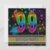 99th Birthday party Invitation with bubbles | Zazzle