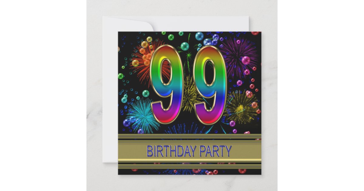 99th Birthday party Invitation with bubbles | Zazzle