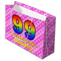 99th Birthday: Pink Stripes & Hearts, Rainbow # 99 Large Gift Bag | Zazzle