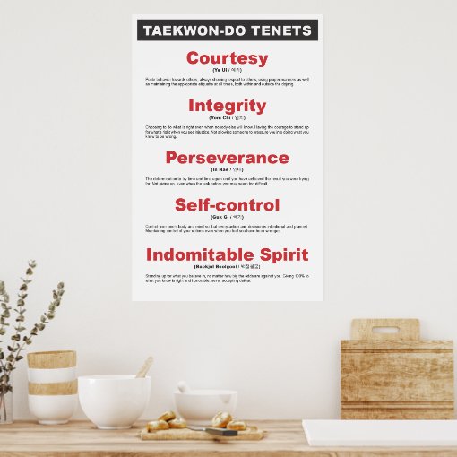 9-2 Generic Taekwon-Do Tenets Poster | Zazzle