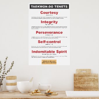 9-3 Customizable Taekwon-Do Tenets Poster | Zazzle