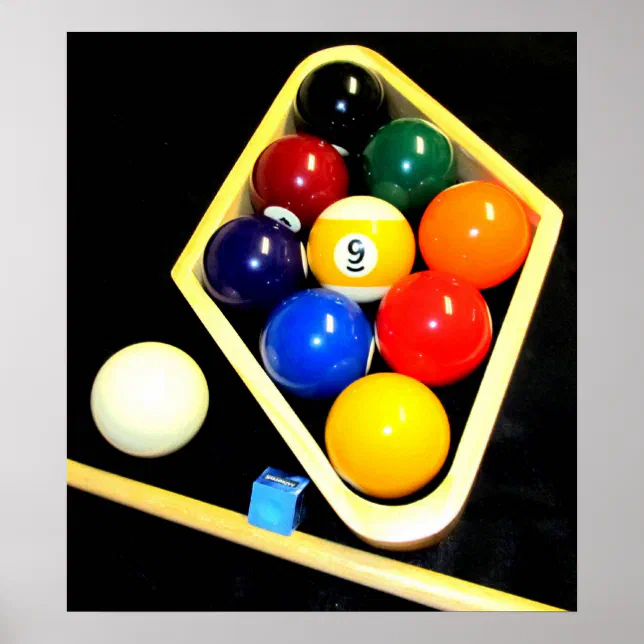 9 BALL BILLIARDS POOL ART POSTER | Zazzle