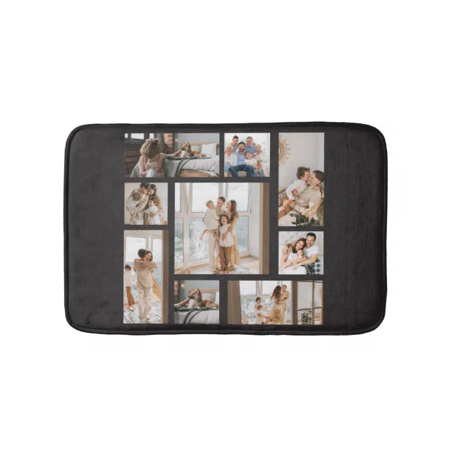 9 Custom Photo Collage Template Personalize Bath Mat | Zazzle