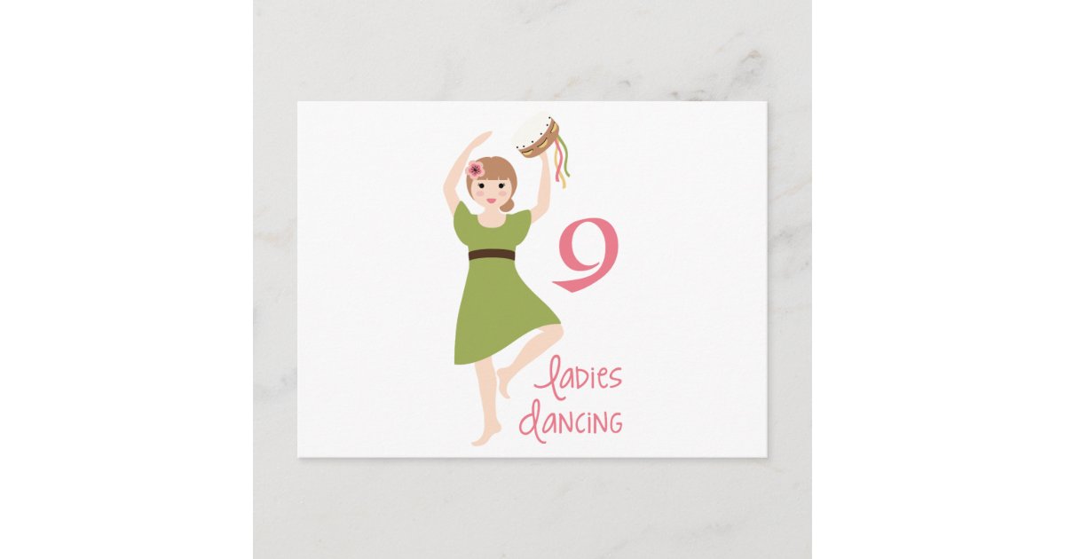 9 Ladies Dancing Postcard | Zazzle
