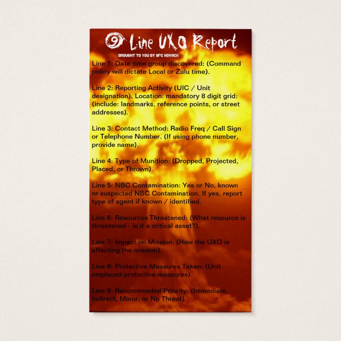 9 Line Medevac/UXO Report | Zazzle.com