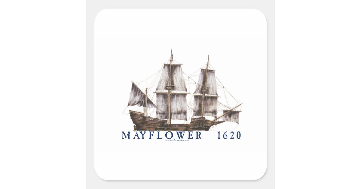 9 mayflower ship square sticker | Zazzle